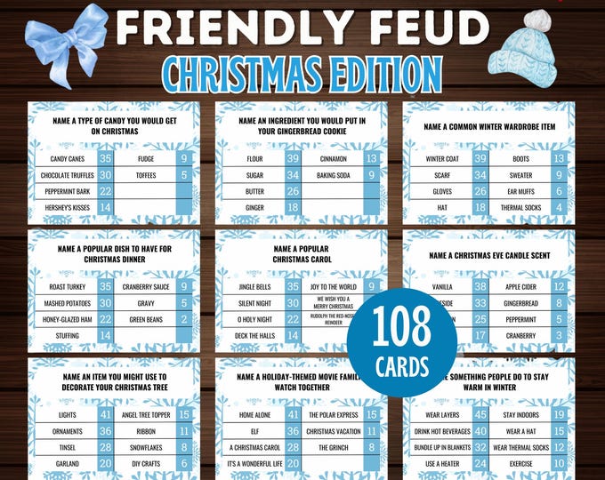 Christmas Friendly Feud Printable Christmas Games Christmas Party Games ...