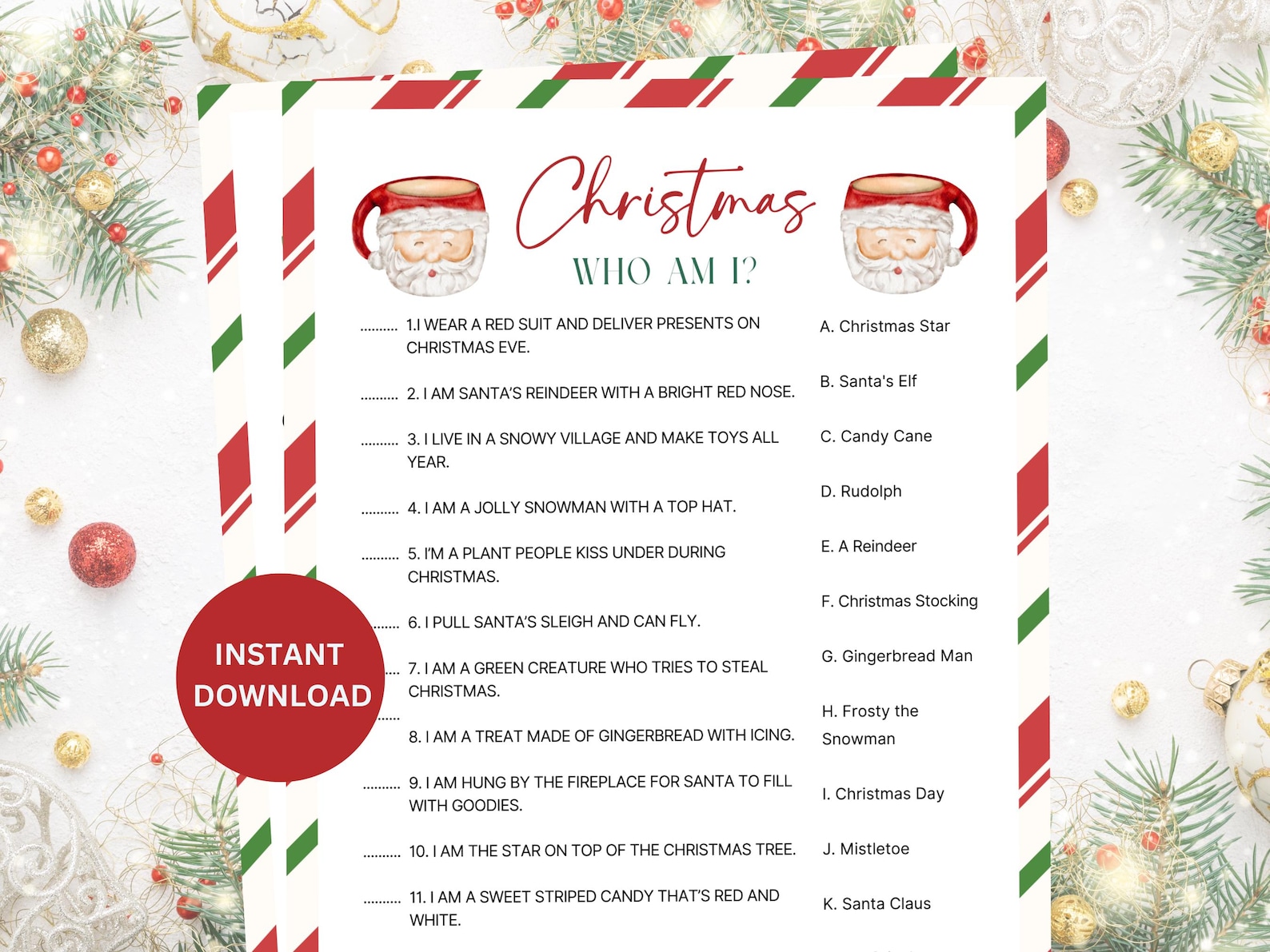 Who Am I Christmas Party Games, Christmas Holiday Trivia, Christmas ...