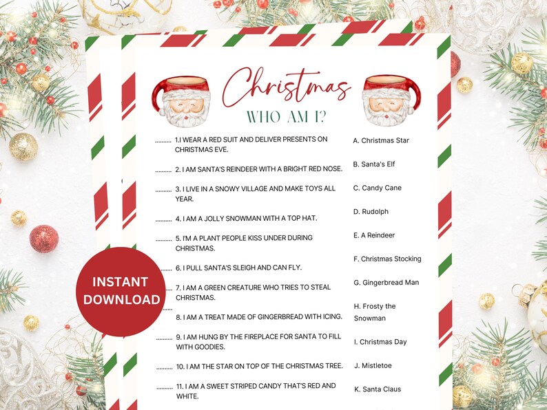 Who Am I Christmas Party Games, Christmas Holiday Trivia, Christmas ...