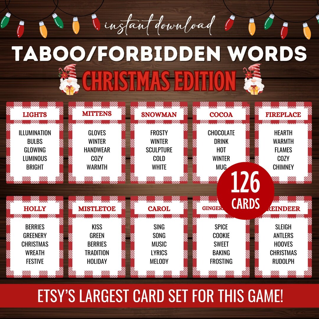 Taboo Words Christmas Party Game, Forbidden Words, Christmas Trivia ...