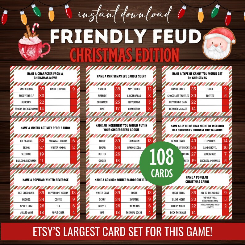 Friendly Feud Christmas Party Game, Christmas Adult Games, Christmas ...