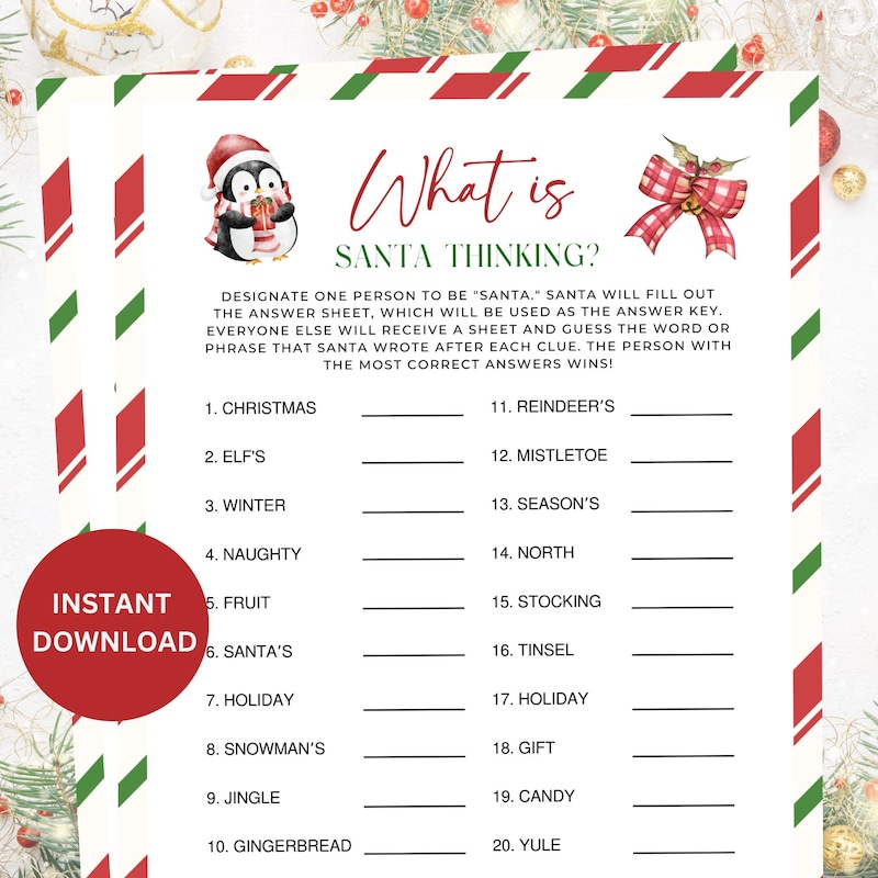 What is Santa Thinking Game - Etsy