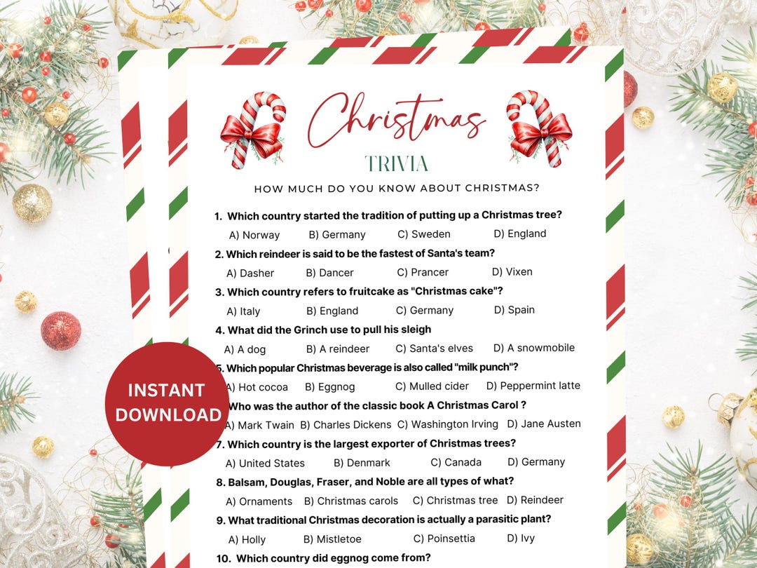 Christmas Trivia Quiz, Christmas Party Games, Holiday Trivia, Christmas ...