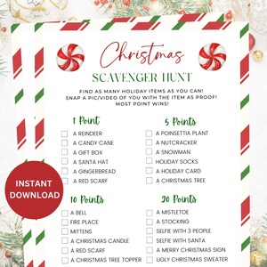 Christmas Scavenger Hunt, Christmas Trivia, Treasure Hunt Game ...