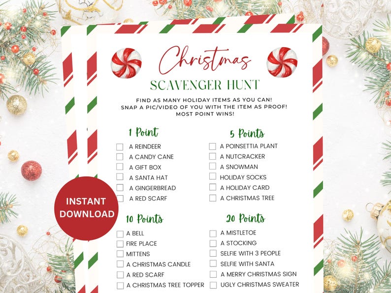 Christmas Scavenger Hunt, Christmas Trivia, Treasure Hunt Game ...