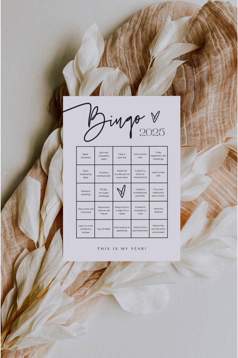 2025 Vision Board Bingo Card, New Year Bingo, Printable 2025 Bingo Card ...