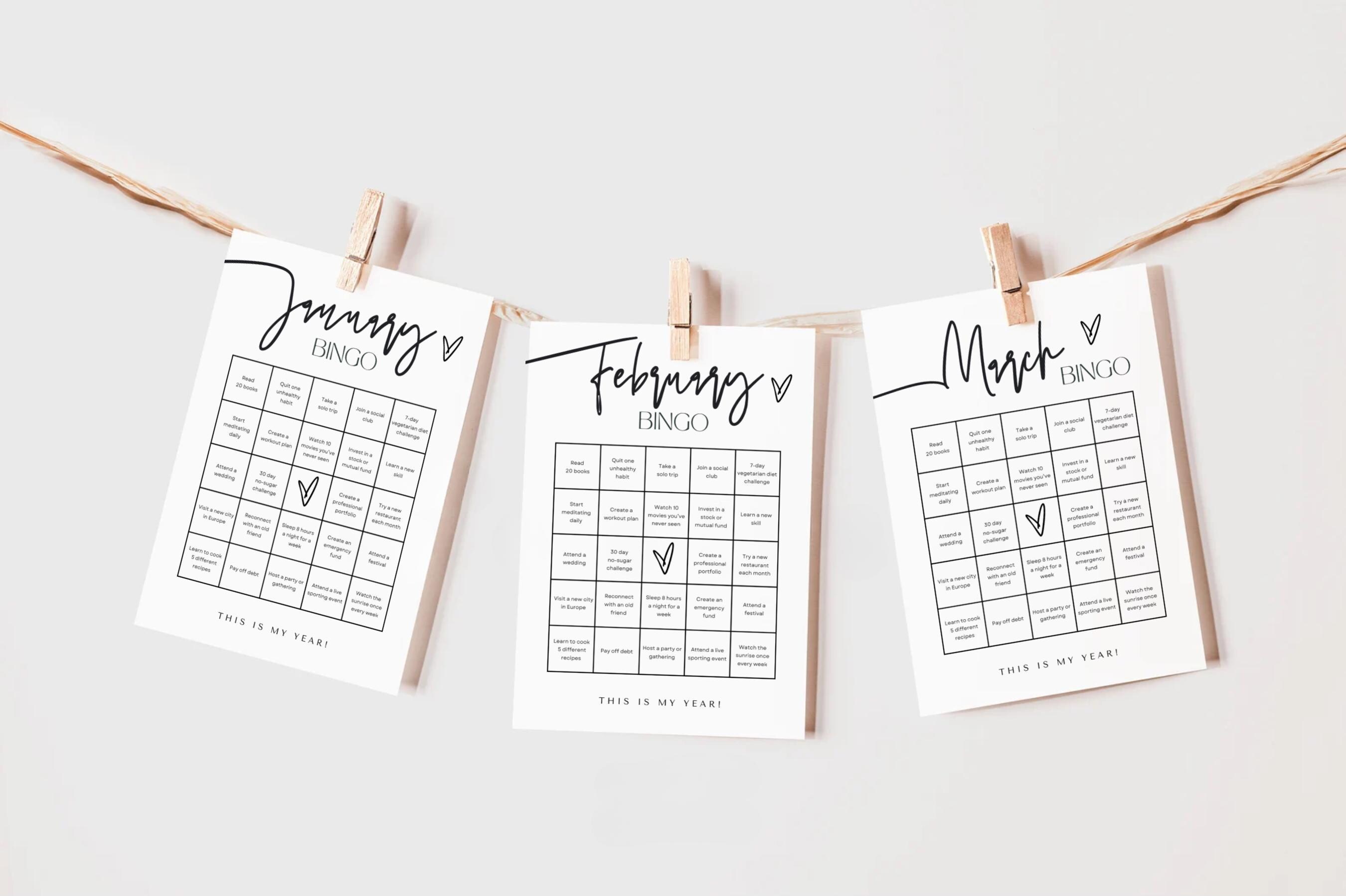 Monthly Goal Setting Bingo Cards, Goal Planner Sheet, 2025 Bingo Card ...