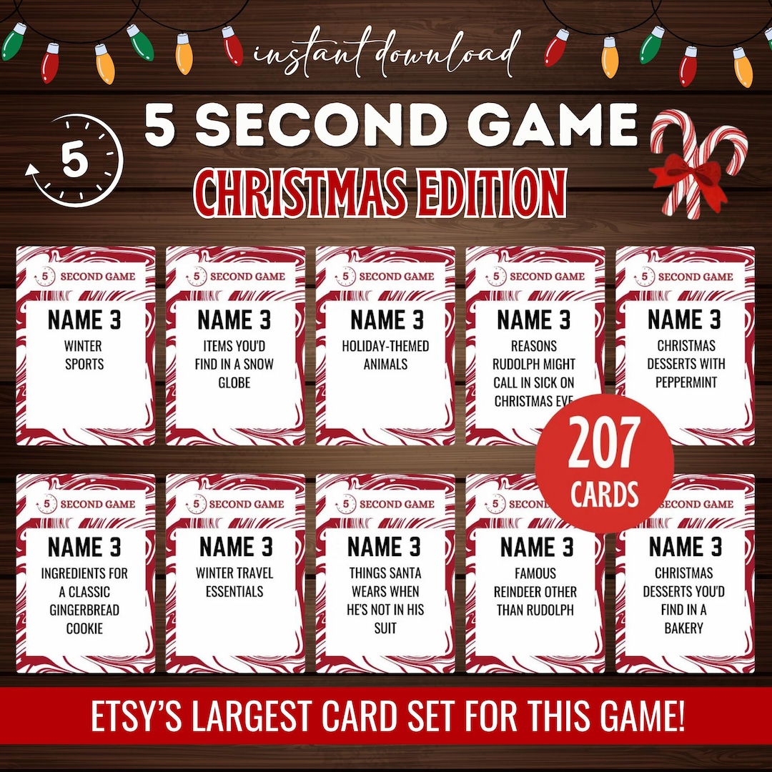 5 Second Game, Christmas Party Games, Christmas Word Games, Christmas ...