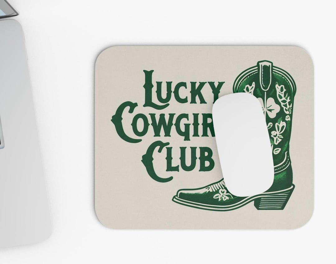 Mouse Pad - Lucky Cow Girl Club, Cow Print Desk Mat, Western Cowgirl ...