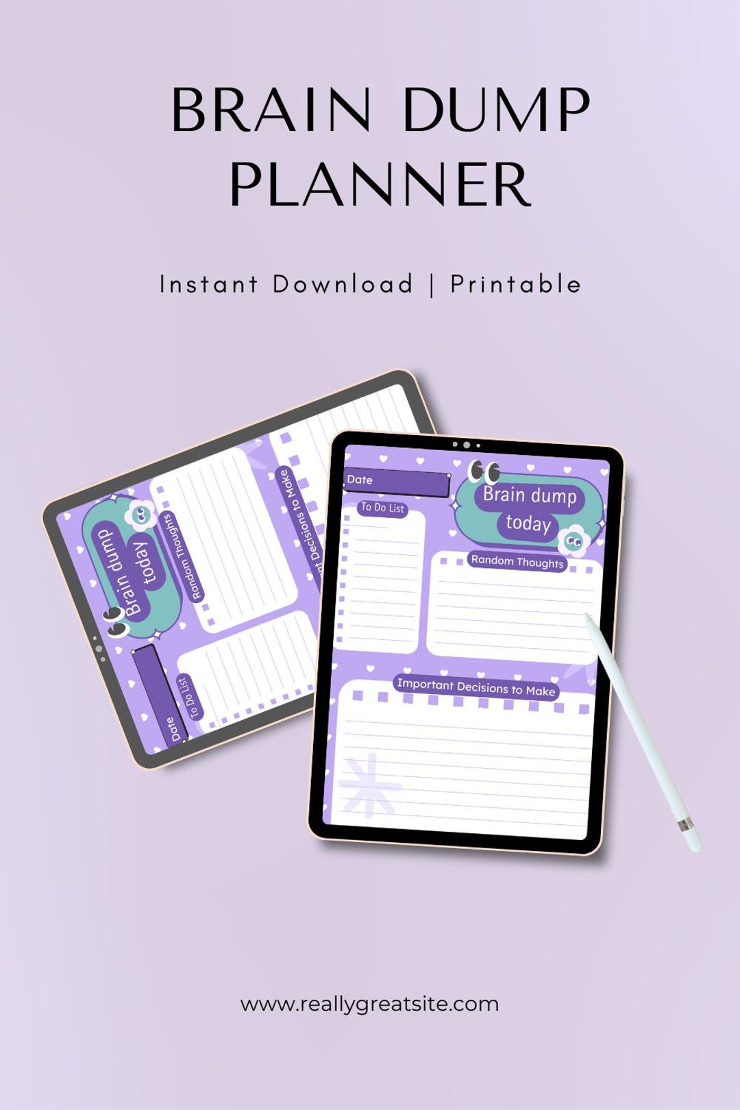 Brain Dump Template to Do List Printable ADHD Daily Planner ...