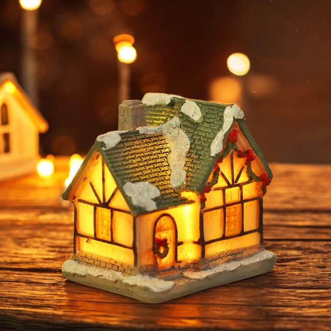 Christmas Decoration 2024 LED Snow House Night Light Luminous Xmas Gift ...