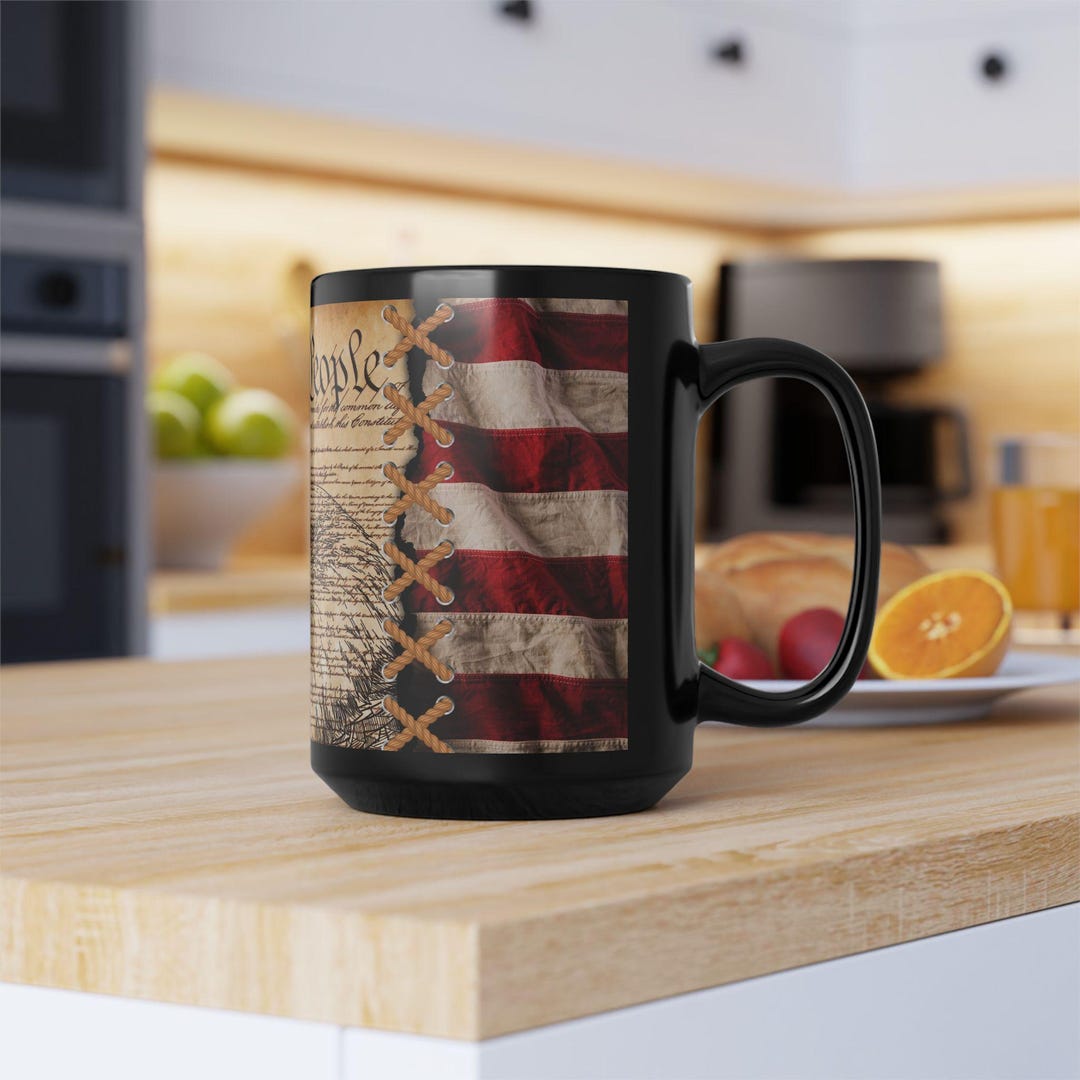 Patriotic Mug, American Constitution, 15oz Black Coffee Cup, Tea Mug ...