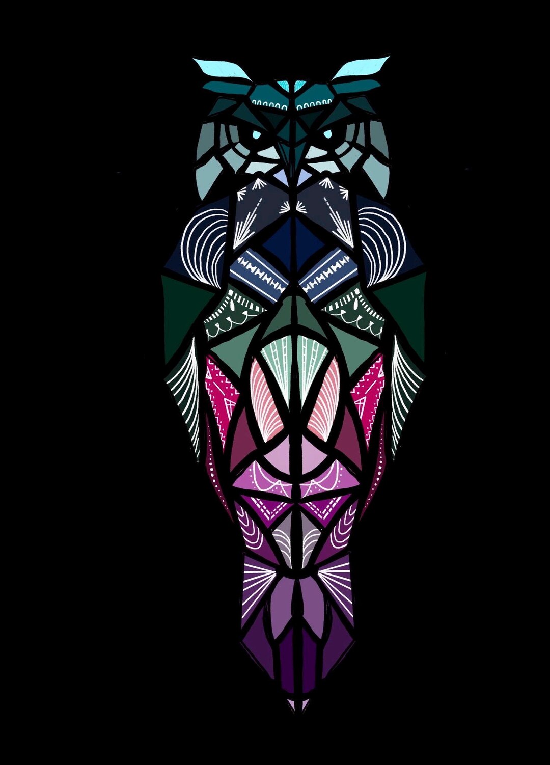 Stained Glass Style Owl Poster Print - Etsy