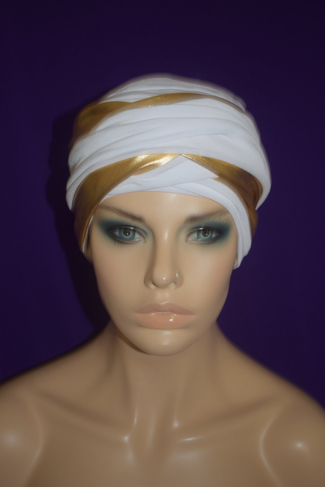 The Queen White N Gold EZ PZ Turban - Etsy