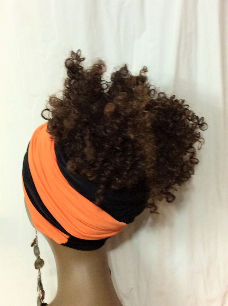 Orange & Black Infinity Head Wrap Headband Headdress - Etsy
