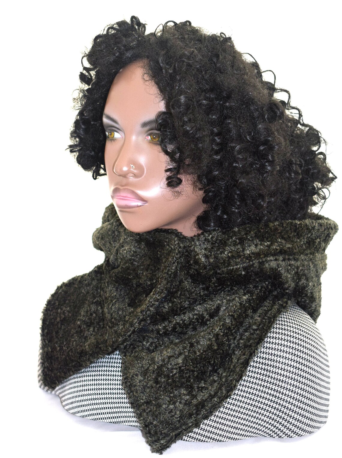 Plush Fleece Hooded Scarf Collar Scarf Winter Gear Women | Etsy