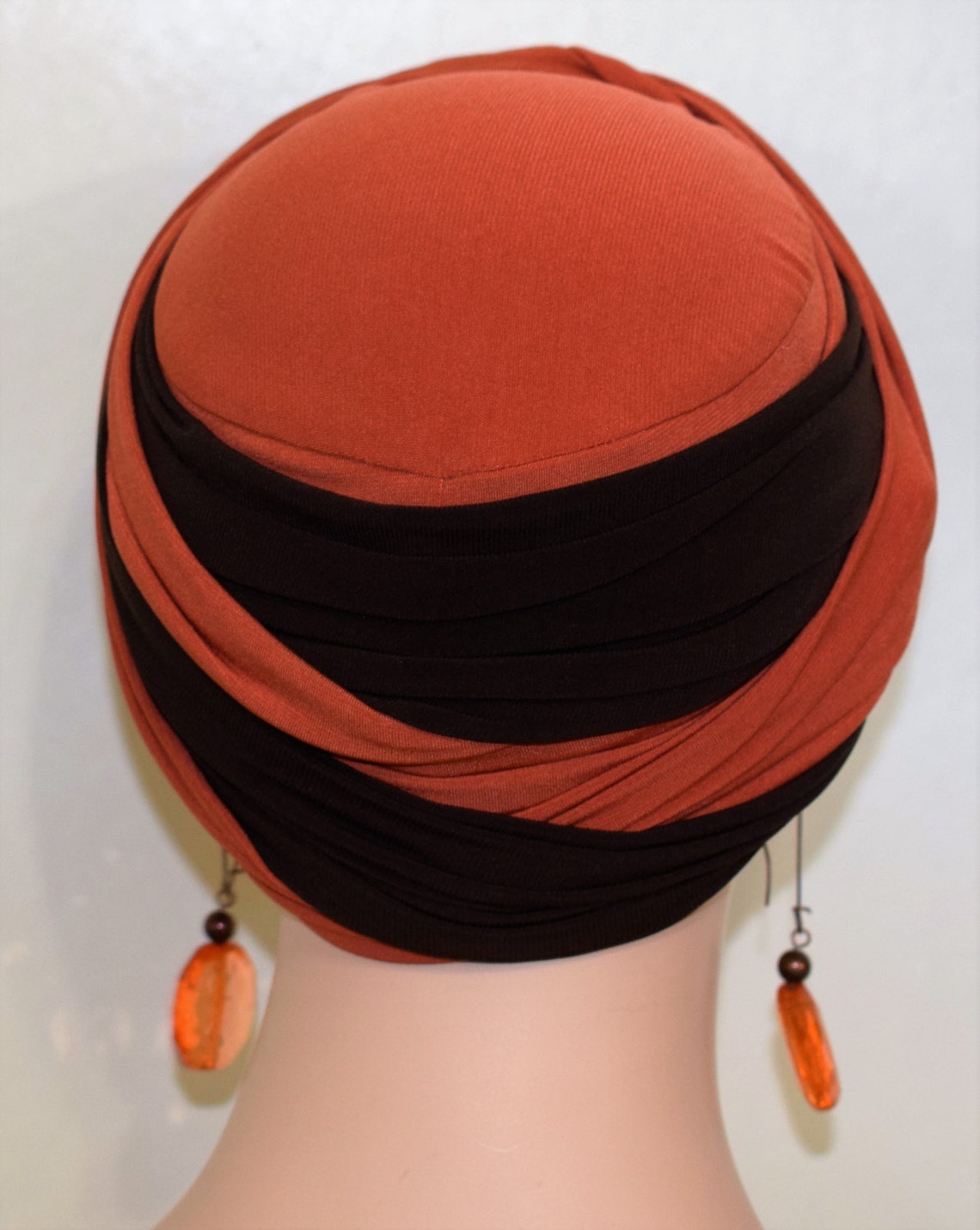 Women Rust & Brown EZ PZ Turban Wrap for Short Hair or Bald | Etsy