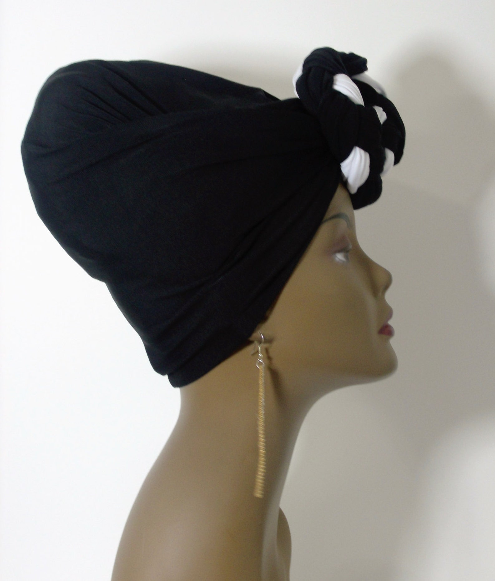Black & White Knotty Girl Headwrap - Headdress - Turban- Dread Locs ...