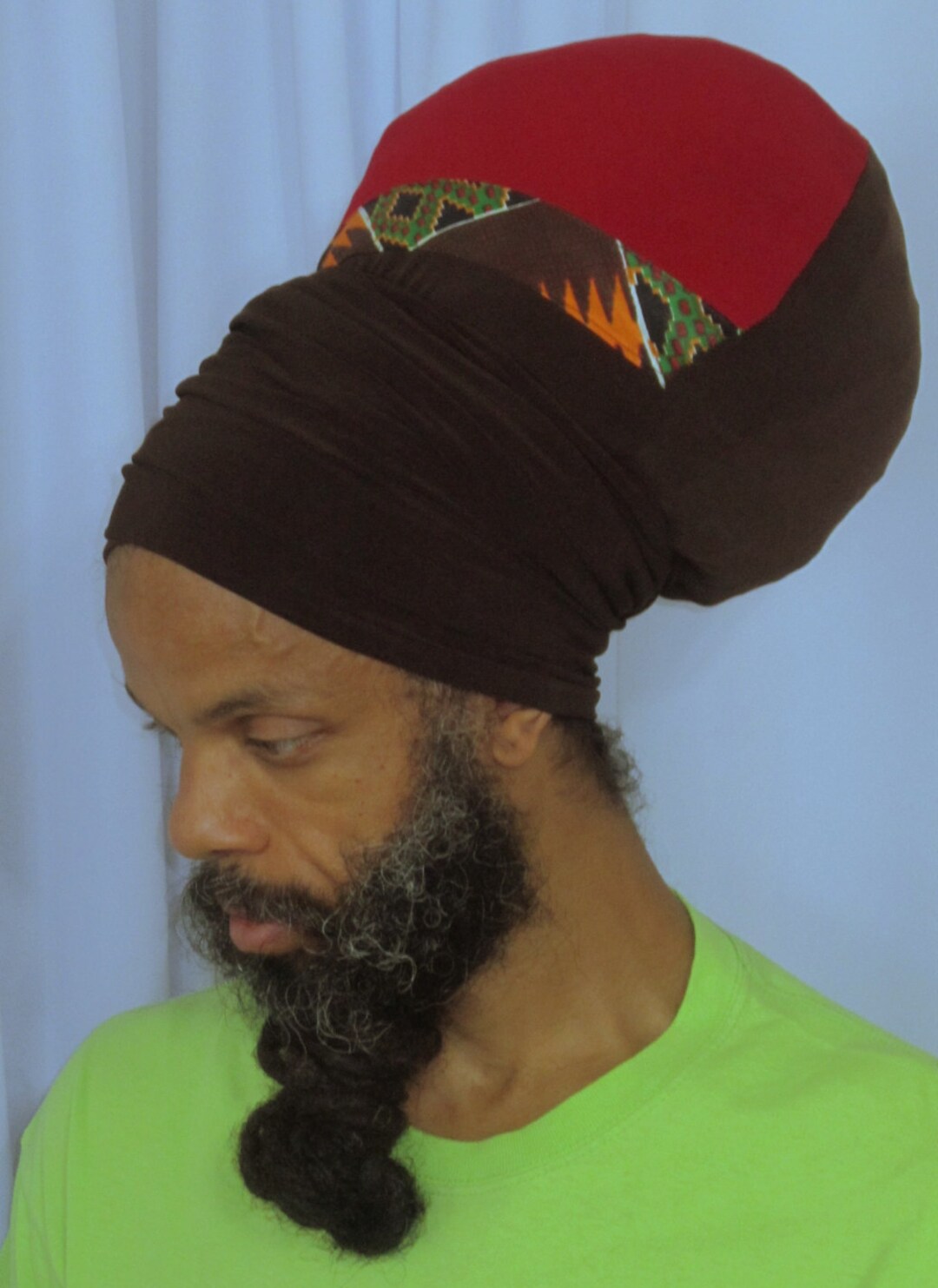 Men's Brown & Red Stretch Turban: EZ Wrap Dread Locs - Etsy