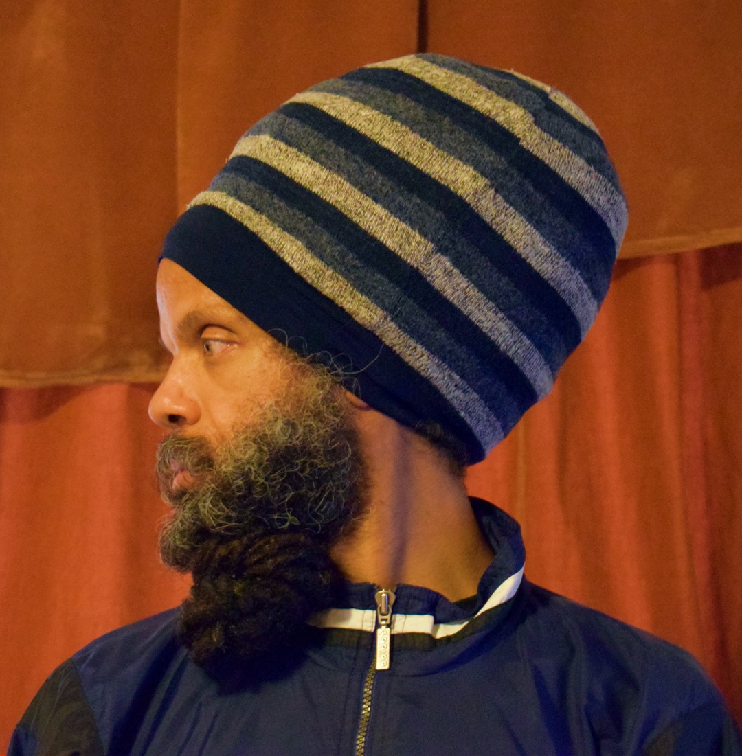 Navy and Cream Stretch Hat - Locs Hat - Rasta Hat - 5 Length Options - Etsy