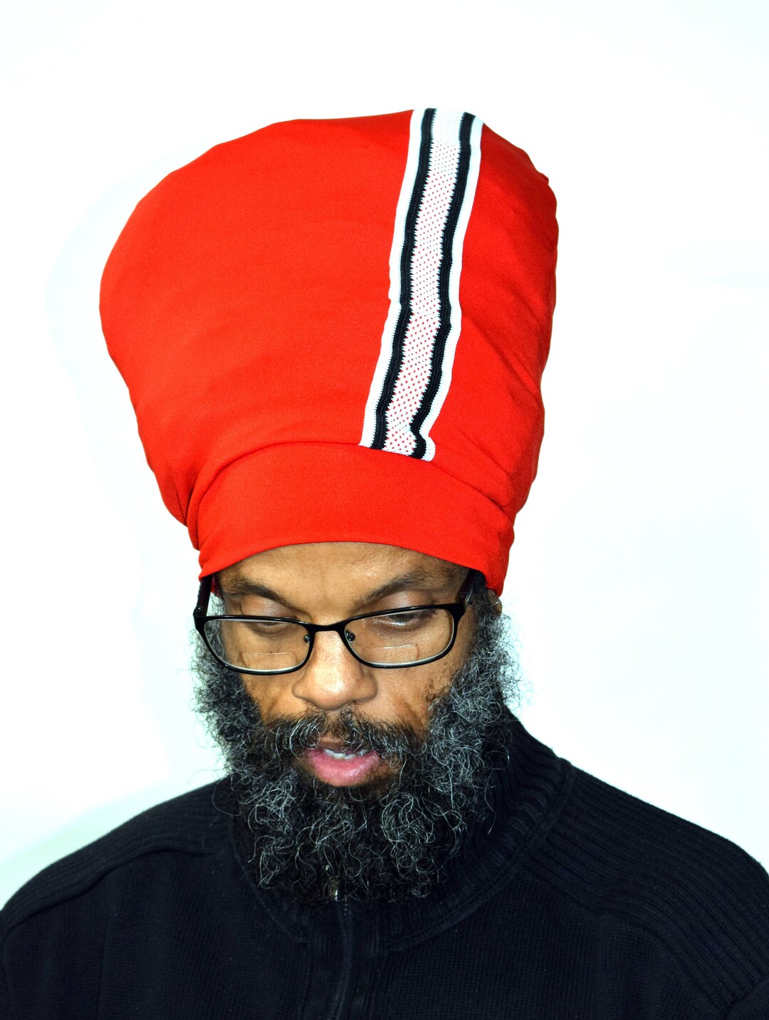 Red Side Stripe Stretch Hat - Locs Hat - Rasta Hat - 5 Length Options ...