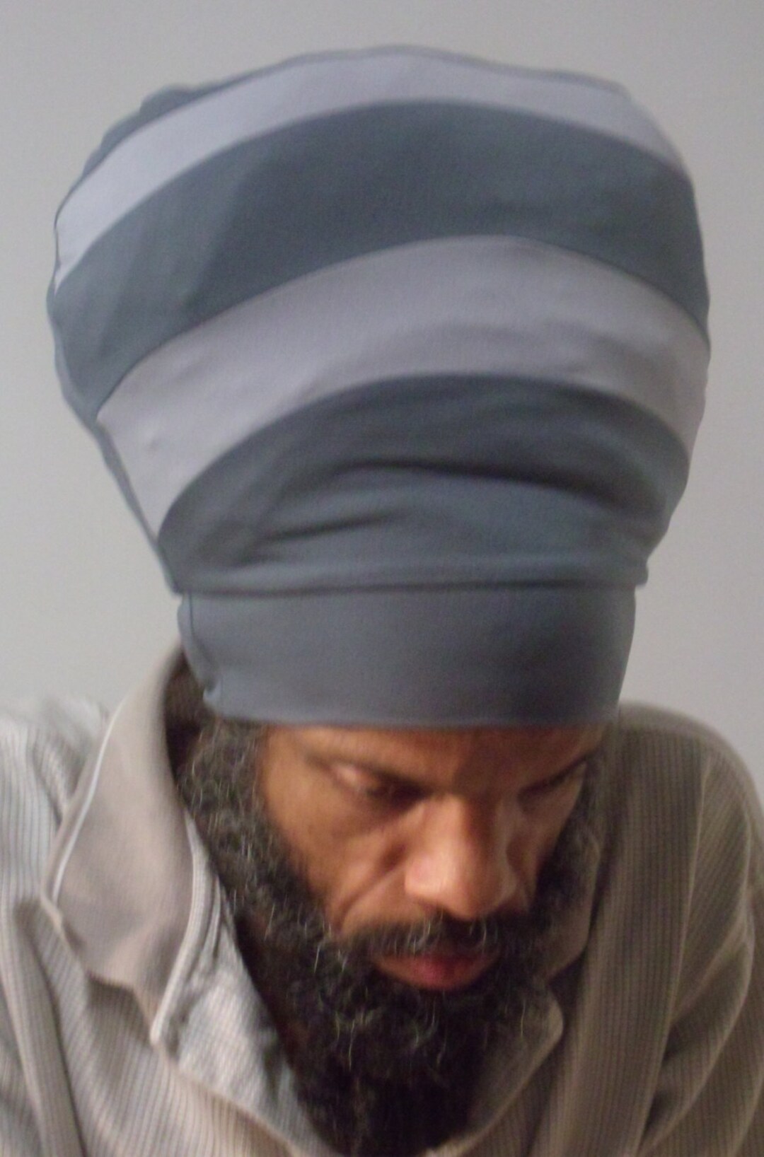 Men- Dark Gray and Light Gray Stretch Hat - Locs Hat - Rasta Hat - 5 ...