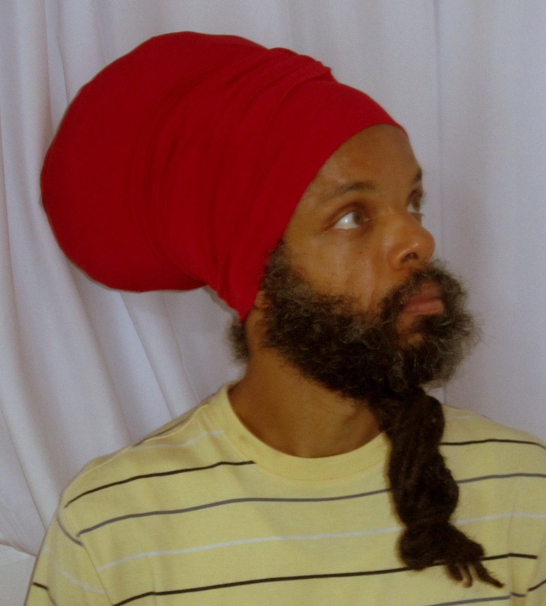Men's Red Knit Turban: EZ Stretch Wrap for Dread Locs - Etsy