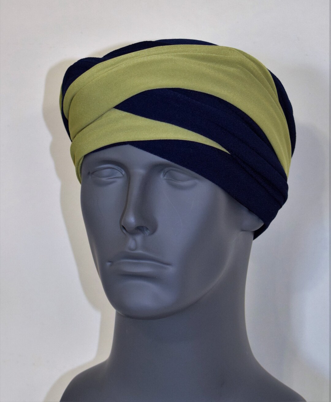 Men - Navy & Lime Green EZ PZ Turban Wrap for Short Hair or Bald Head ...