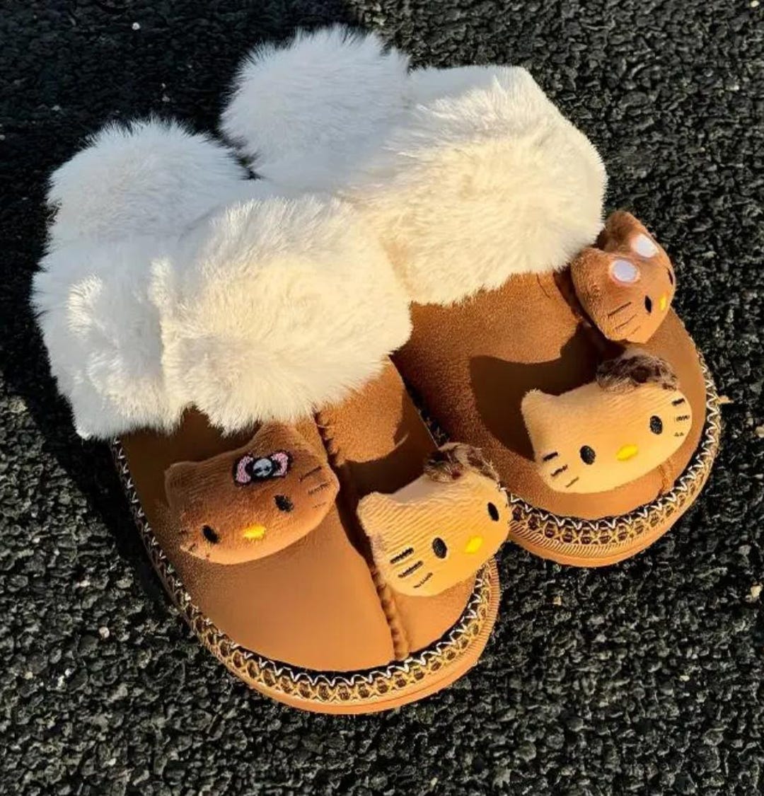 Hand Stitched Hello Kitty Slippers Kawaii Slippers Cozy Slippers Sanrio ...