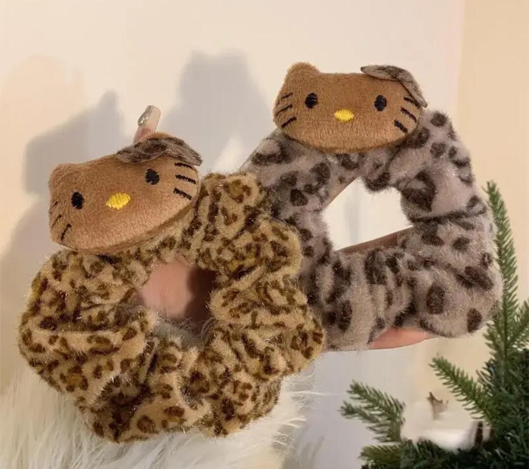 Three Piece Hello Kitty Hair Ropes, Kawaii Hair Tie, Sanrio Hair Accessories, Y2K Leopard Print ...