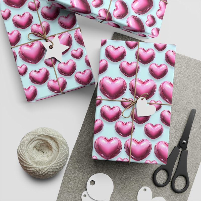Hearts Wrapping Paper - Etsy