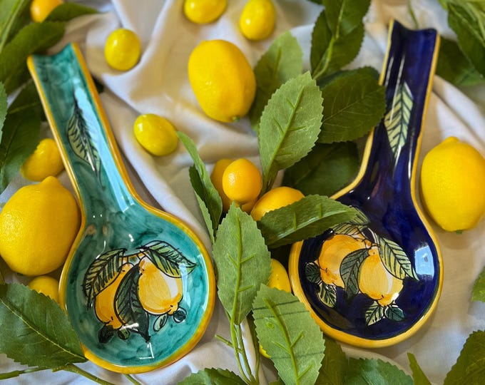 Ceramic Hand Painted Lemon Spoon Rest Imported From Italy - Etsy