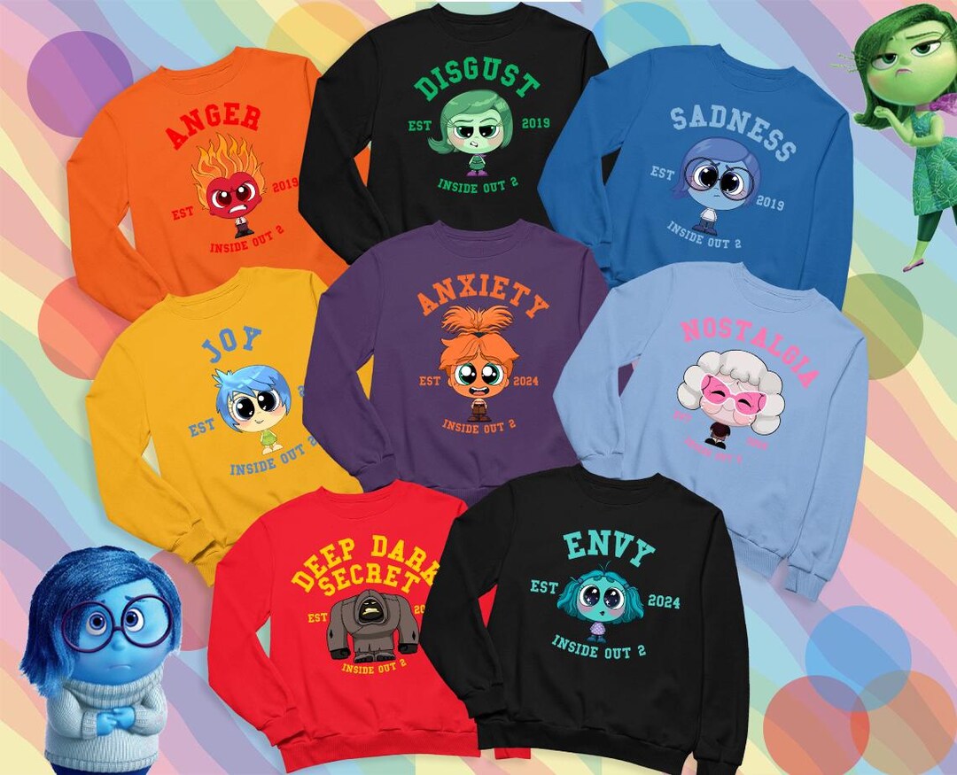 Inside Out 2 Sweatshirts, Inside Out Characters Hoodie, Inside Out ...