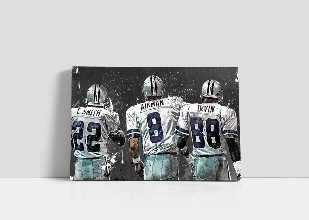 Troy Aikman Emmitt Smith Michael Irvin Framed Canvas Print Dallas Cowboys Poster Football ...