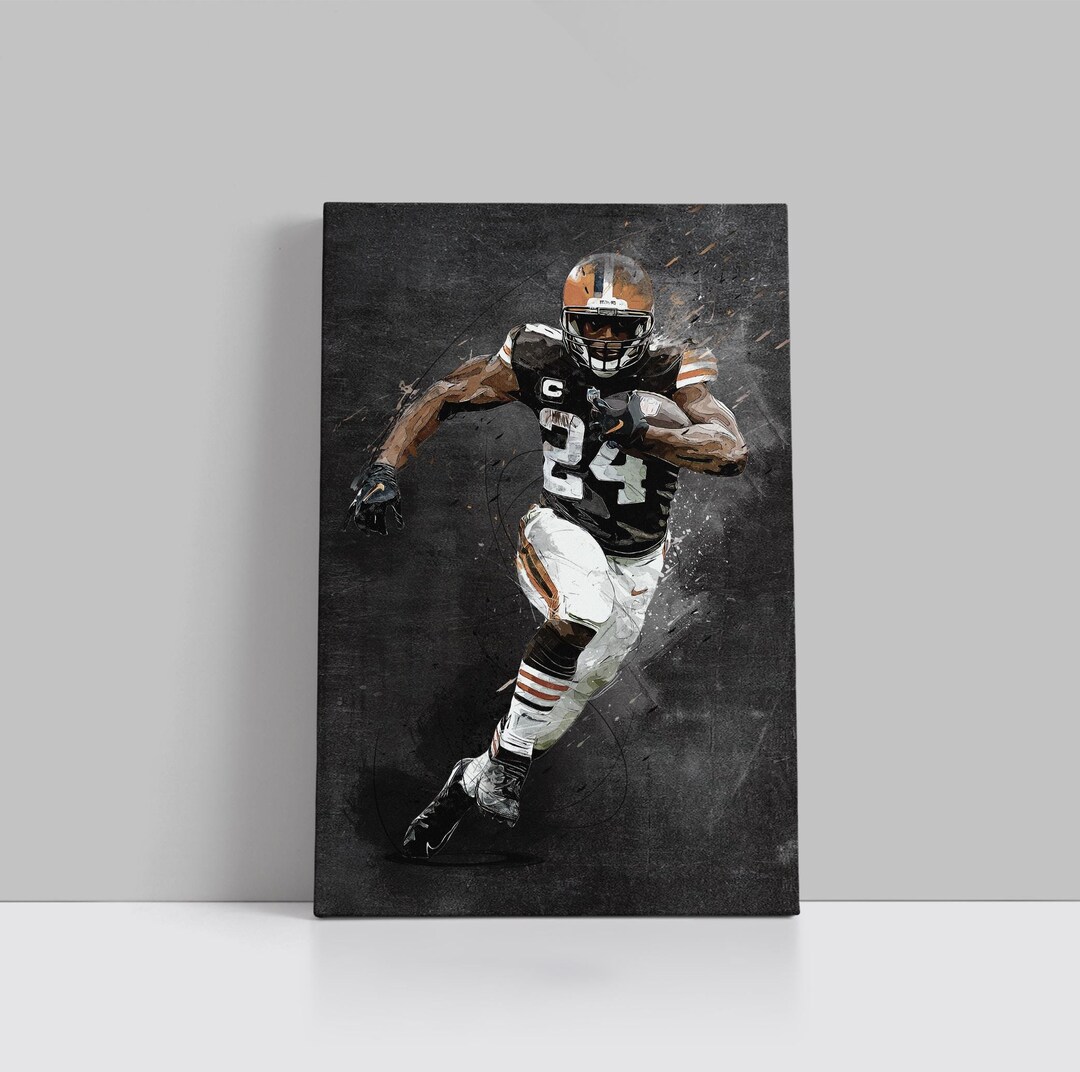 Nick Chubb Framed Canvas Print Cleveland Browns Poster Football Artwork ...