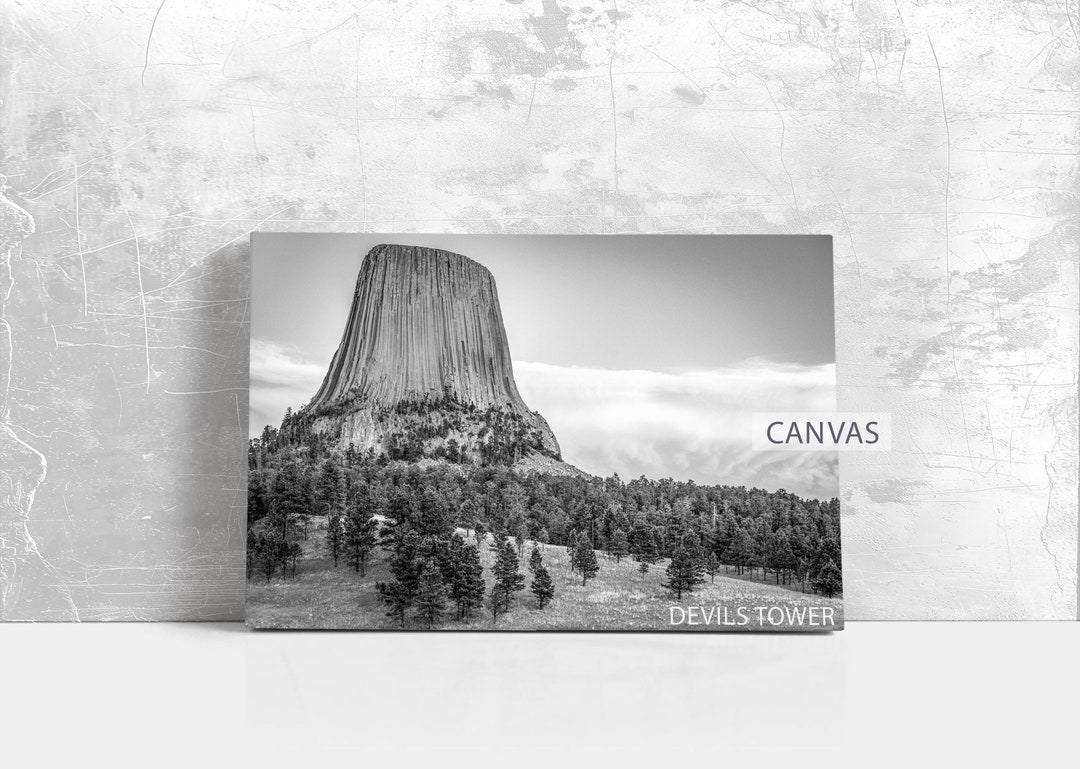 Devils Tower Poster Wyoming Travel Framed Canvas Print Wyoming Wall Art ...