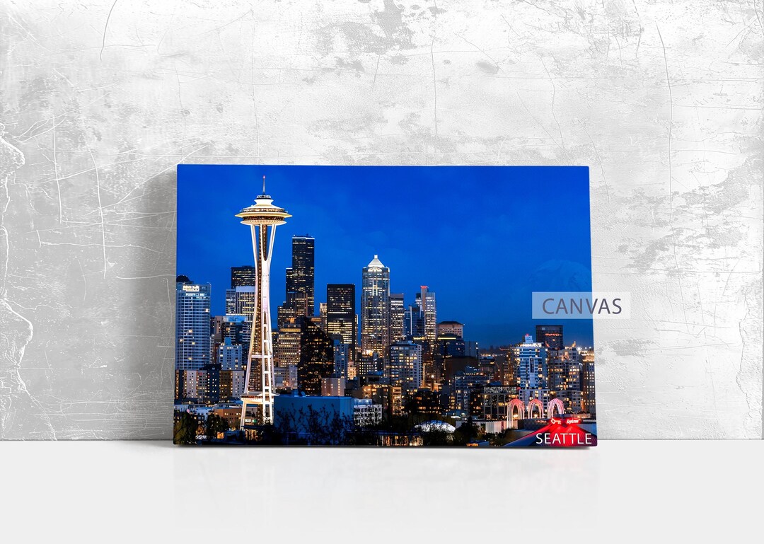 Seattle Poster Washington Travel Framed Canvas Print Evergreen State ...