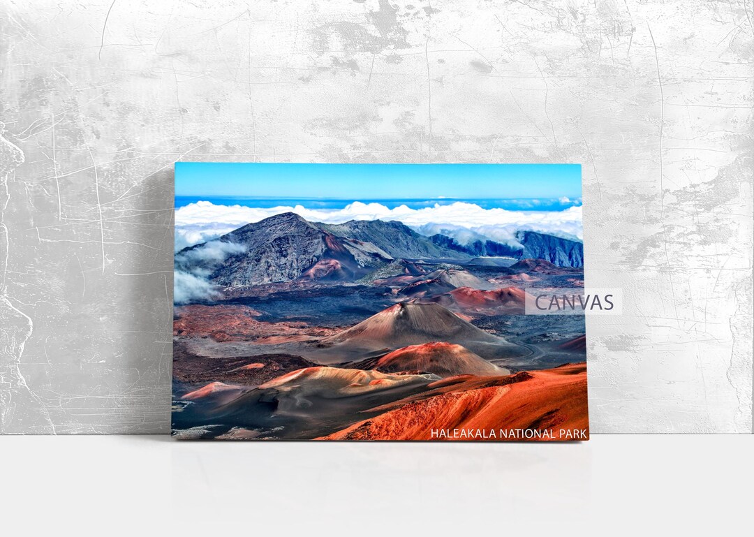Haleakala Travel Poster National Park Framed Canvas Print Hawaii Wall Art Print Nature Lover ...