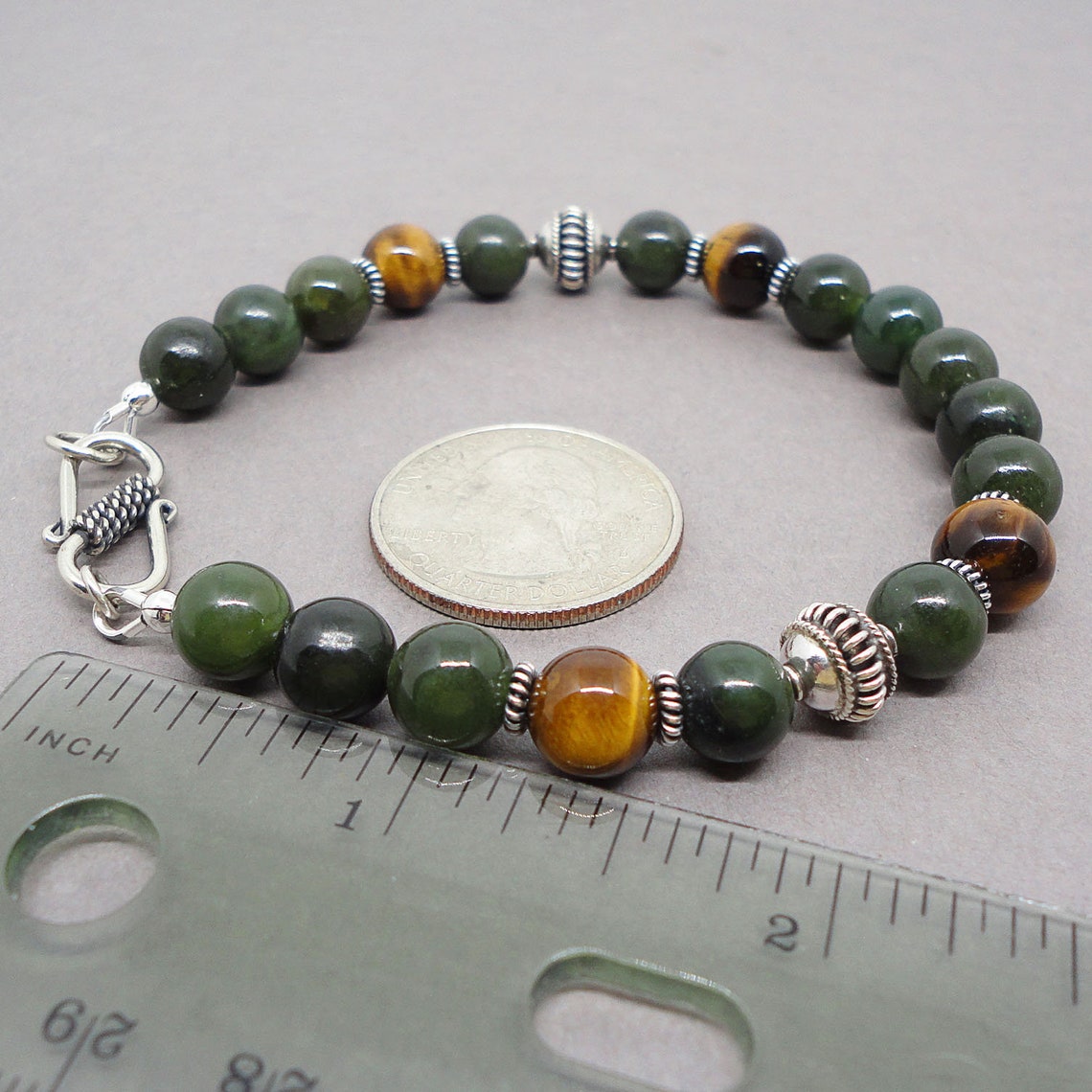Genuine Nephrite Jade and Tiger Eye Gemstone Men's - Etsy
