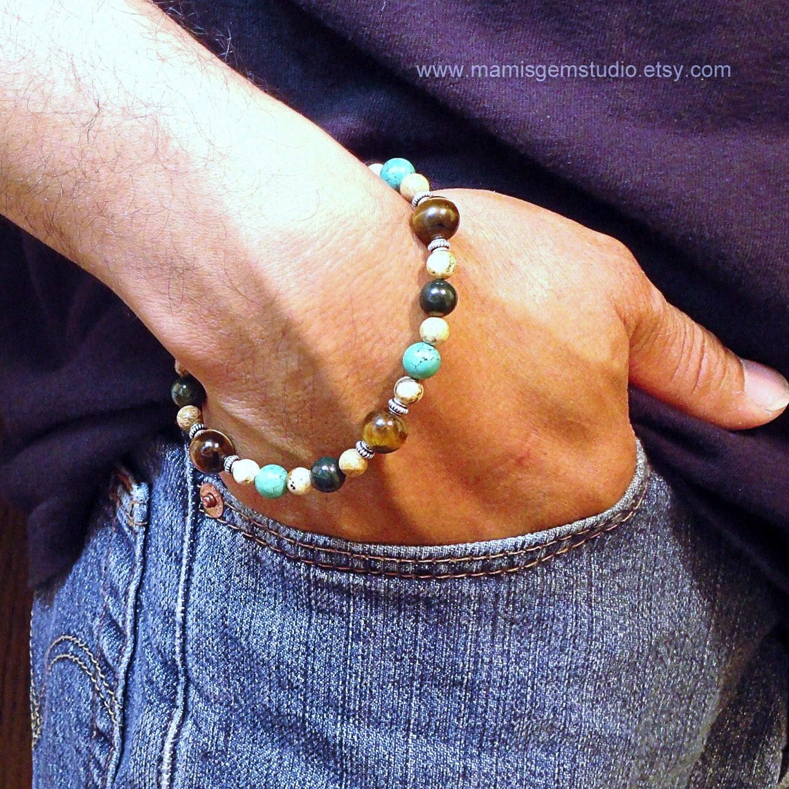 Tiger Eye, Bloodstone, Magnesite Gemstone With Sterling Silver Accents ...