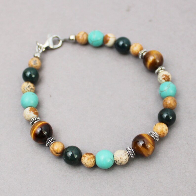 Tiger Eye, Bloodstone, Magnesite Gemstone With Sterling Silver Accents ...