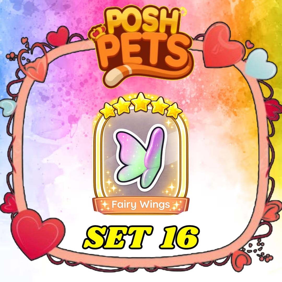 Monopoly Go 5 Star - Fairy Wings Set 16 - Posh Pets Album - Etsy