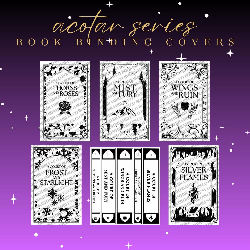 Full Set: A Court of Thorns and Roses Series Book Binding Cover Cricut ...