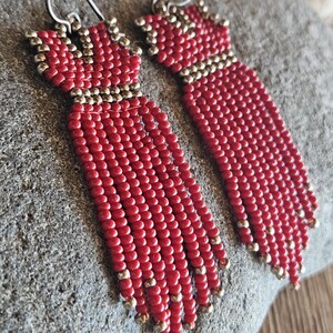 Beaded Red Dress With Niobium Ear Wires - Etsy