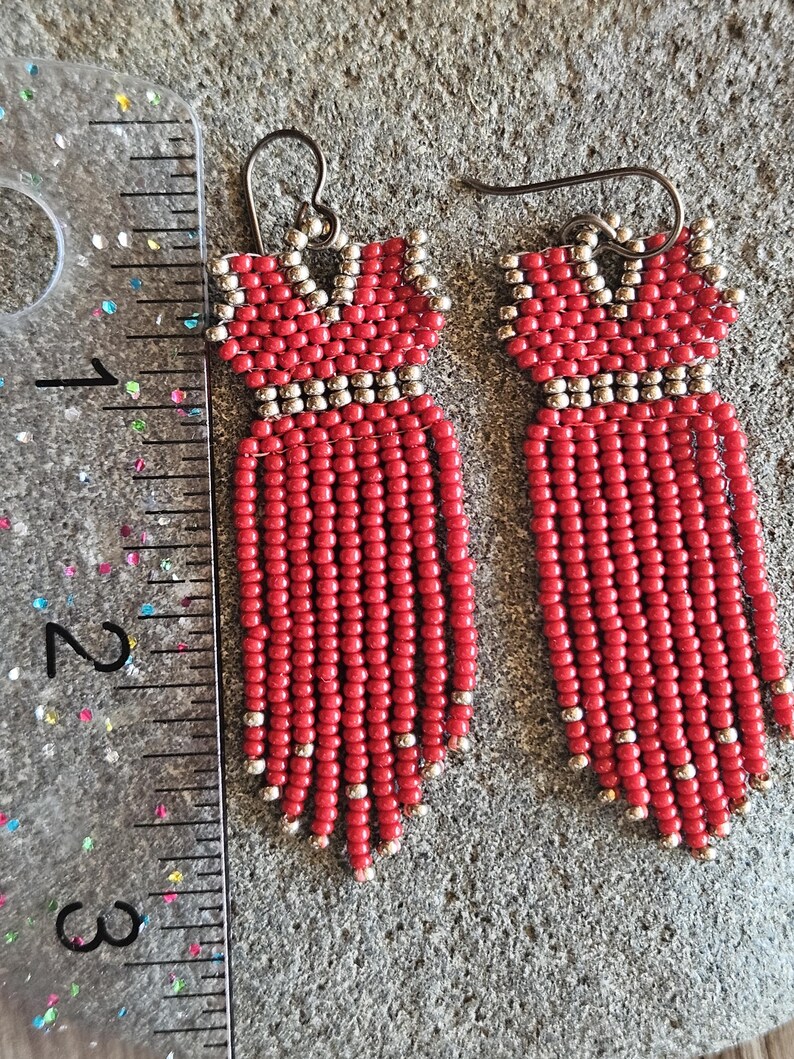 Beaded Red Dress With Niobium Ear Wires - Etsy