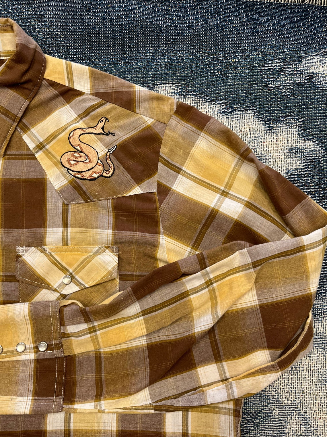 Mens XL Long Sleeve Rattlesnake Embroidered Vintage Western - Etsy
