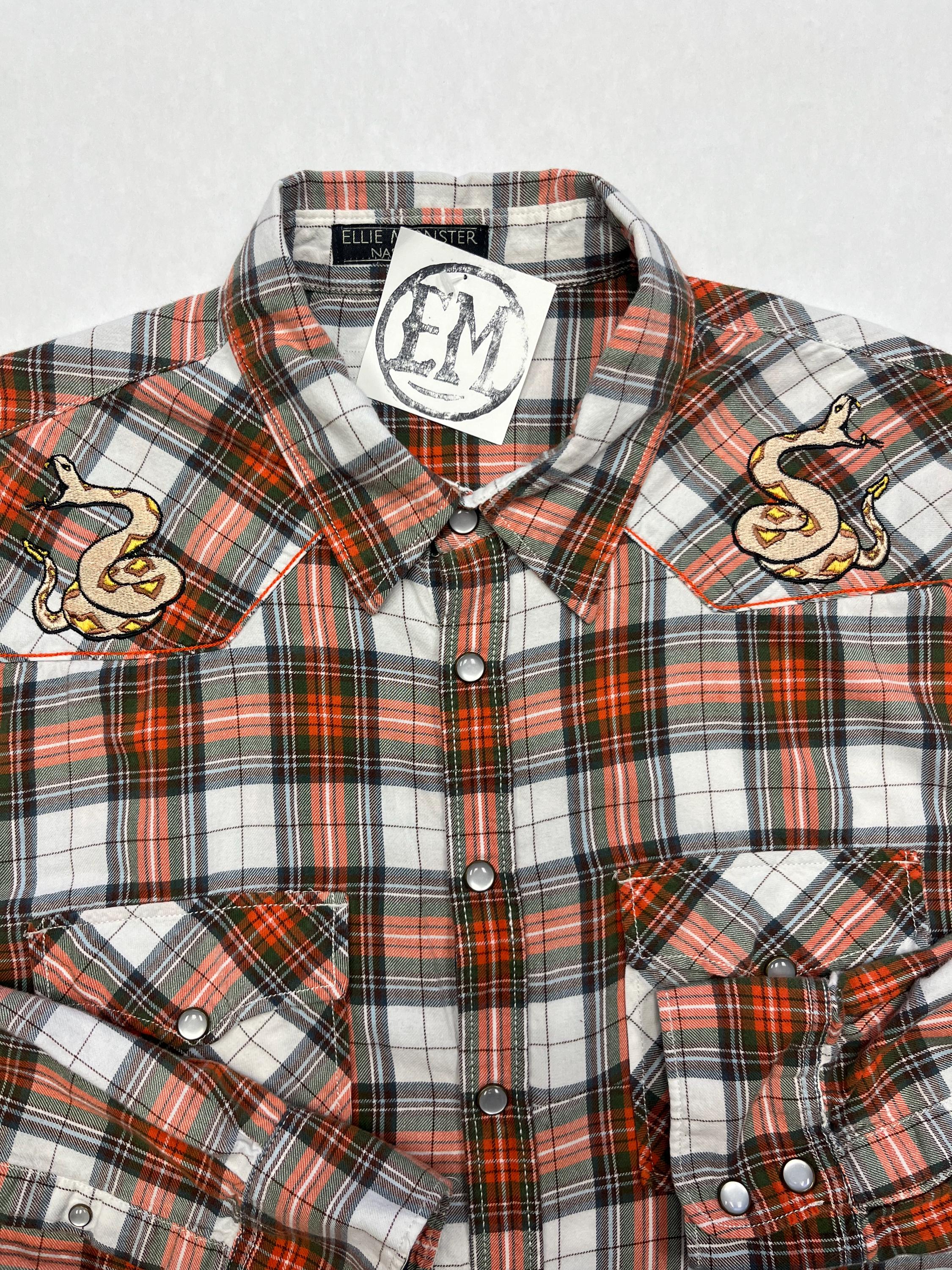 Mens XL Long Sleeve Rattlesnake Embroidered Vintage Western Shirt ...