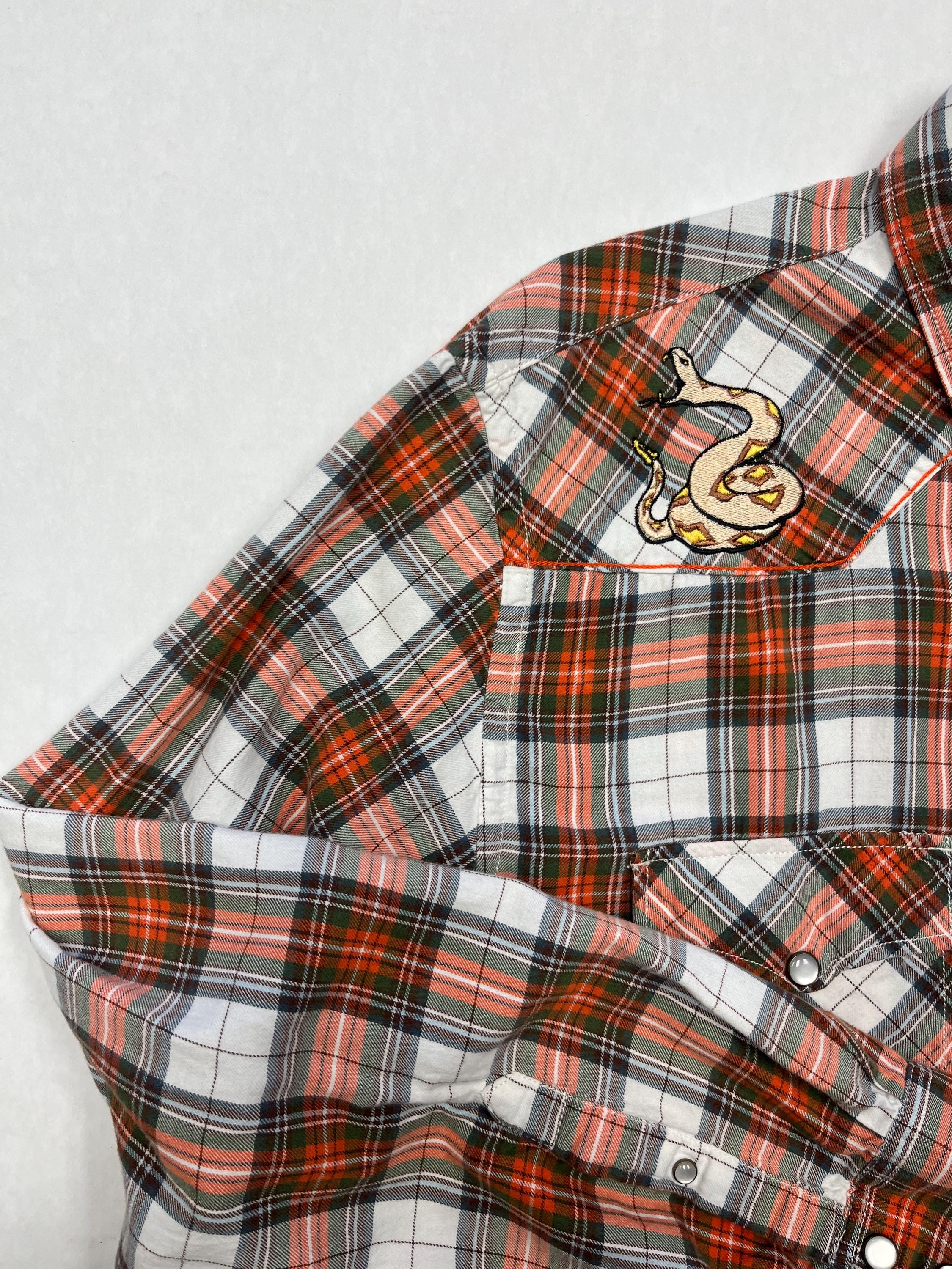 Mens XL Long Sleeve Rattlesnake Embroidered Vintage Western Shirt ...
