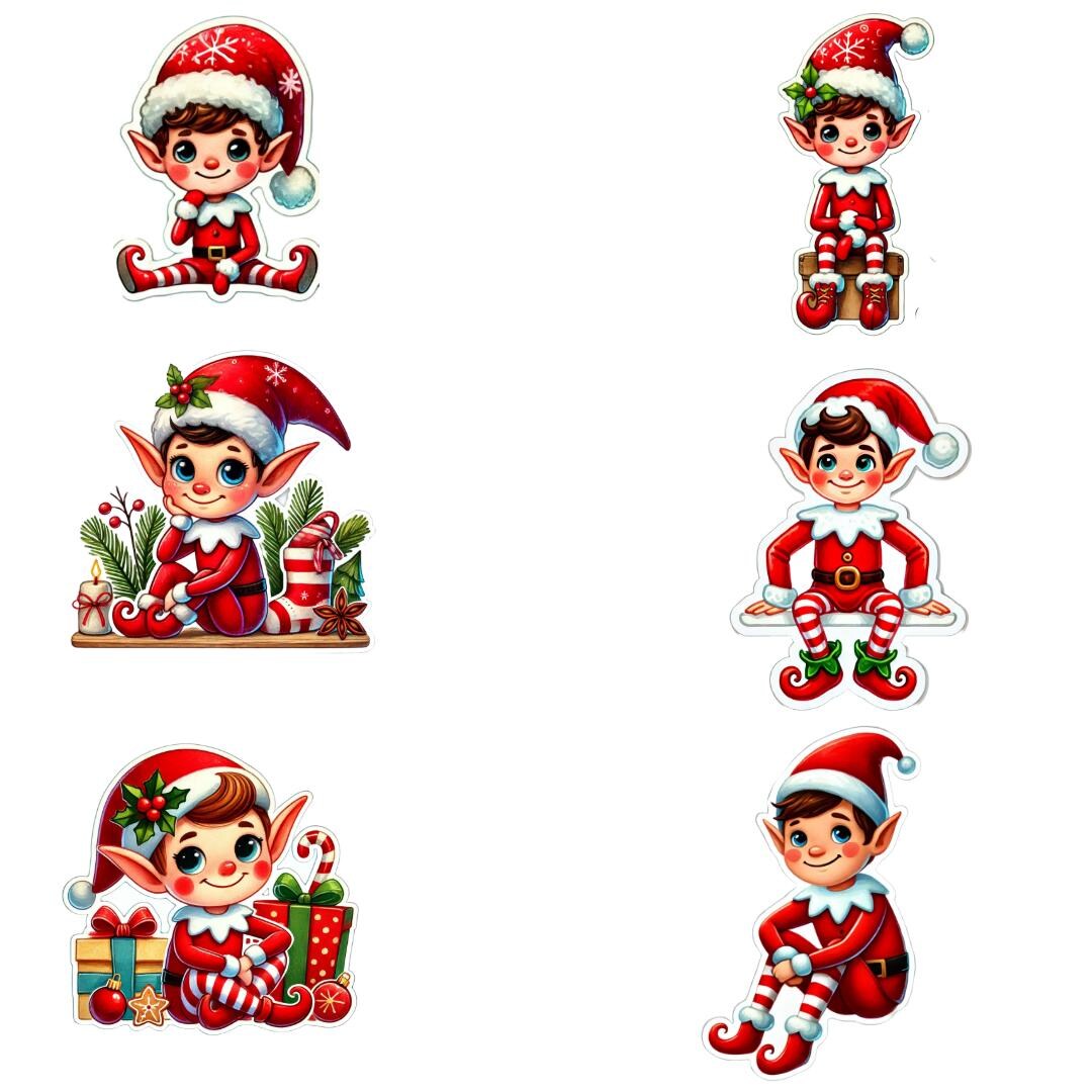6 Digital Elf on the Shelf Stickers| Cute Digital Holiday Stickers for ...