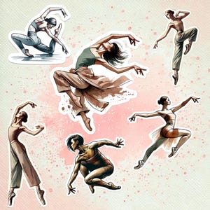 6 Digital Modern Dance Stickers | Elegant and Expressive Designs for ...